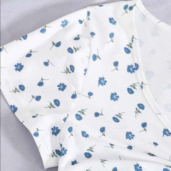 SHEIN | Tops | 325shein Drawstring Floral Crop Top | Poshmark